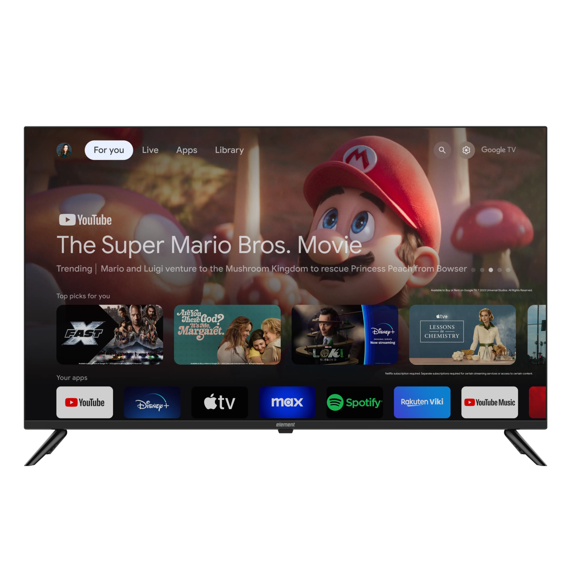 43” 4K UHD HDR Google TV (Frameless) (E450AD43G) | Element Electronics